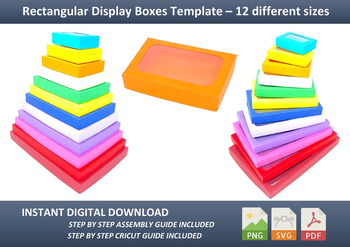 Rectangular Display Boxes Template 12 Different Sizes in One - Etsy