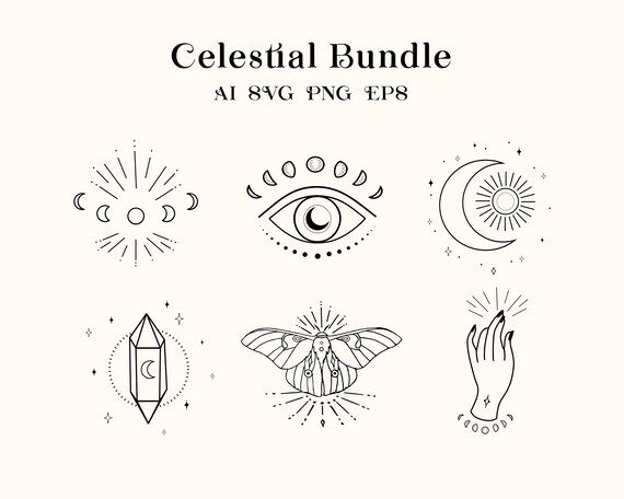 Celestial Bundle Designs Clipart SVG Celestial Eye Vector - Etsy