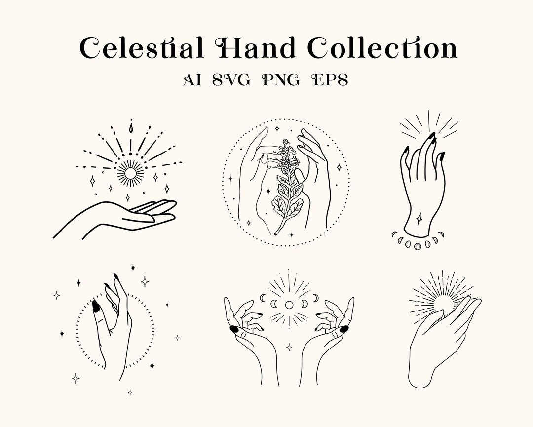 Celestial Hands Bundle Designs Clipart, SVG Celestial Eye, Vector Eye ...