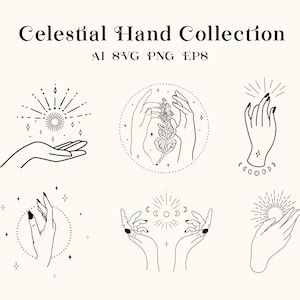 Celestial Hands Bundle Designs Clipart, SVG Celestial Eye, Vector Eye ...