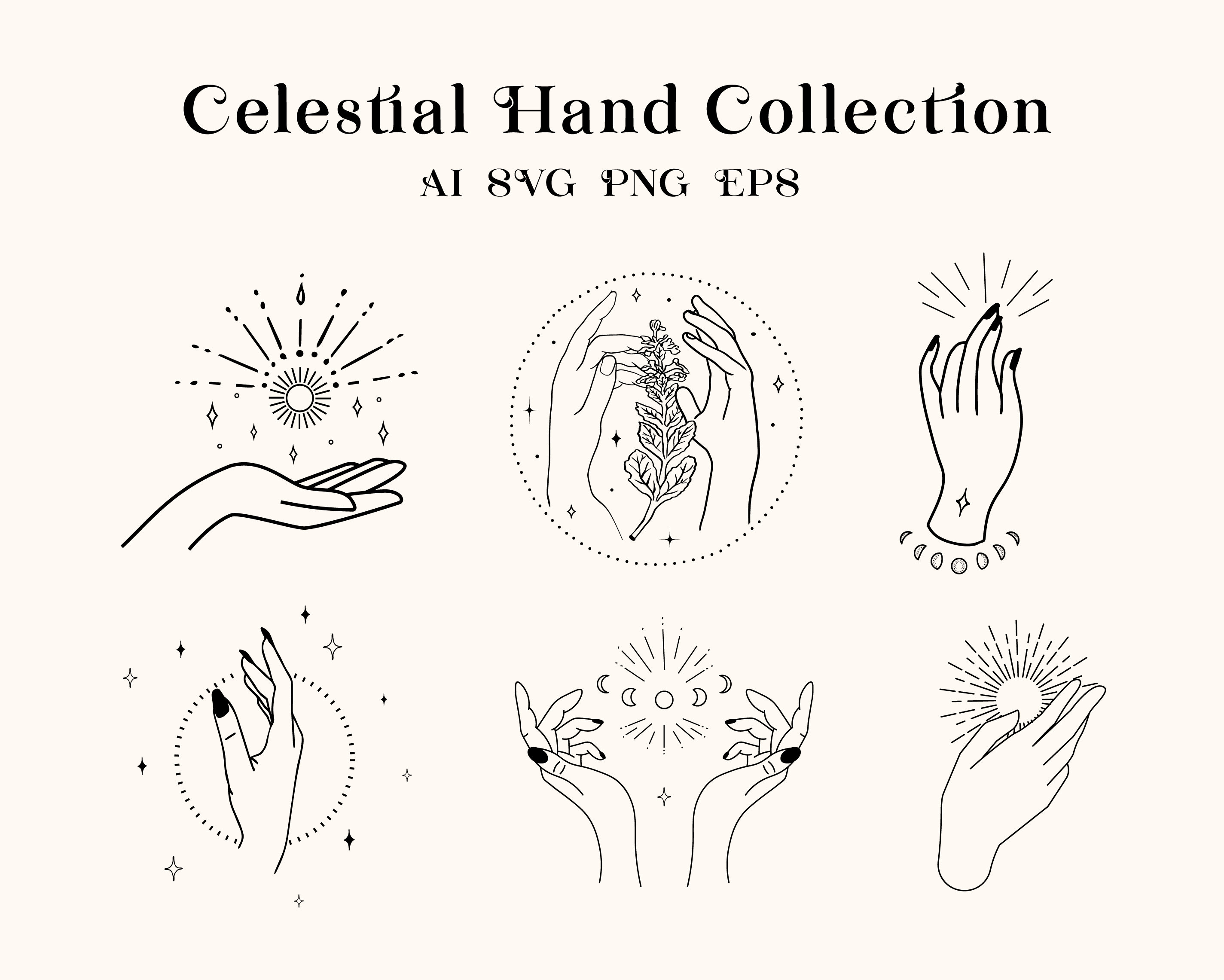 Celestial Hands Bundle Designs Clipart SVG Celestial Eye - Etsy
