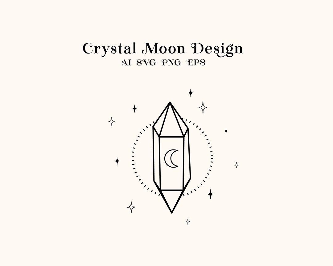 Crystal Moon Phases Design Clipart, SVG Celestial Moon Crystal, Vector ...