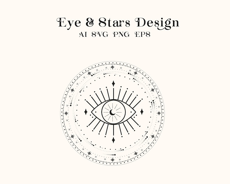Eye & Stars Design Clipart, SVG Celestial Eye, Vector Eye Stars Png ...