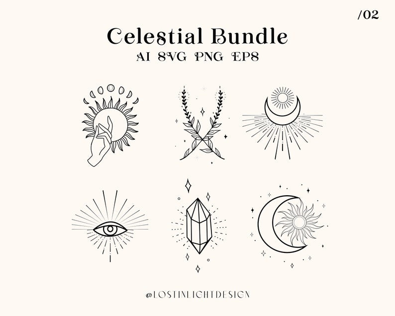 Celestial Bundle Designs Clipart SVG Celestial Eye Vector - Etsy