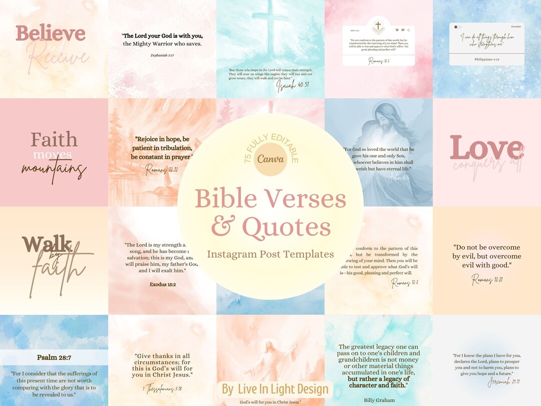 Bible Verses and Quotes Instagram Post Templates Canva - Etsy