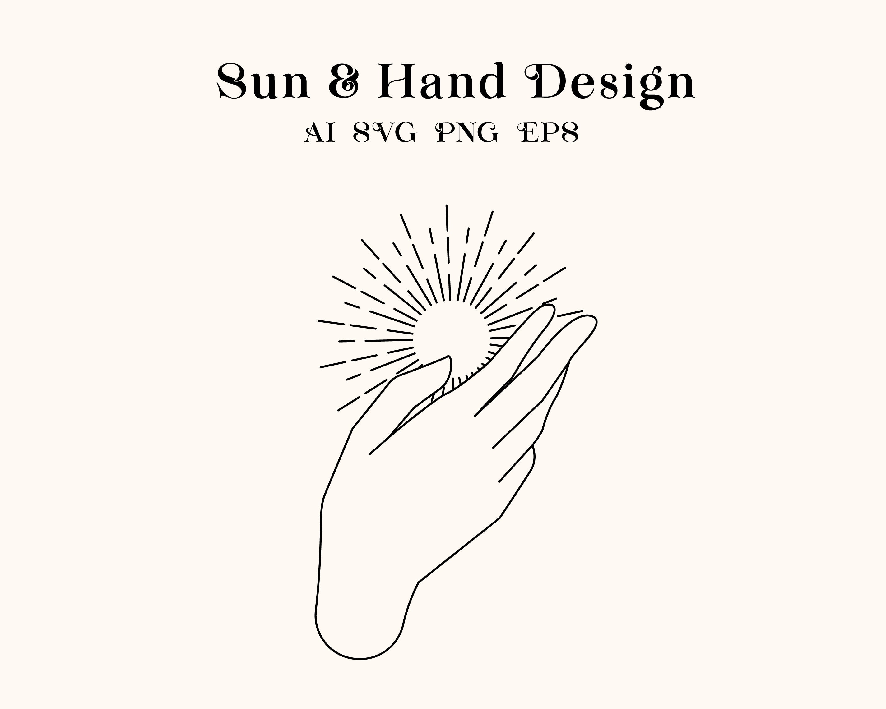 Sun N Hand Design Clipart, SVG Celestial Sun, Vector Hands Sun Stars ...
