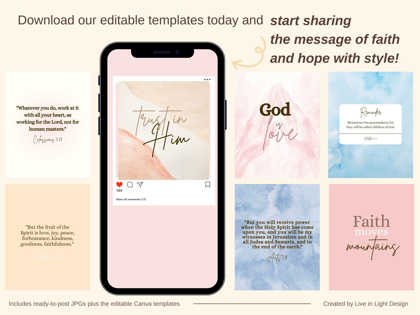 Bible Verses and Quotes Instagram Post Templates Canva - Etsy