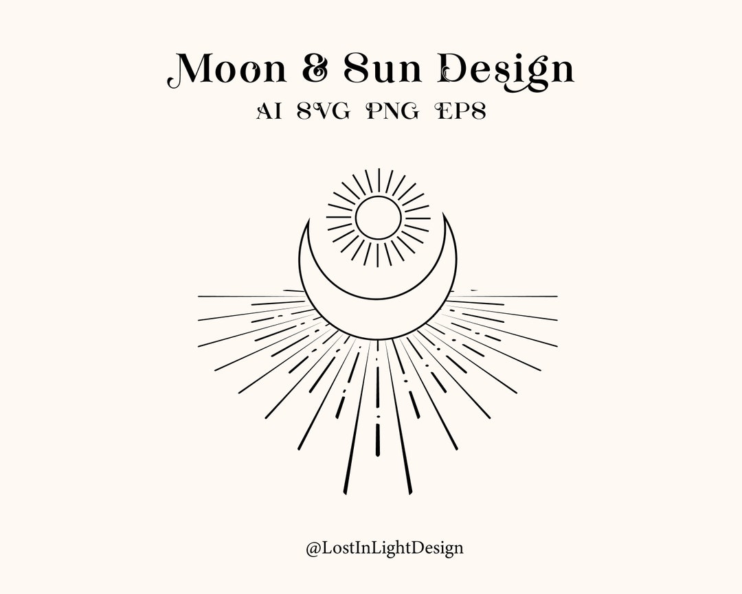 Moon N Sun Design Clipart, SVG Celestial Sun Crystal, Vector Sun Png ...