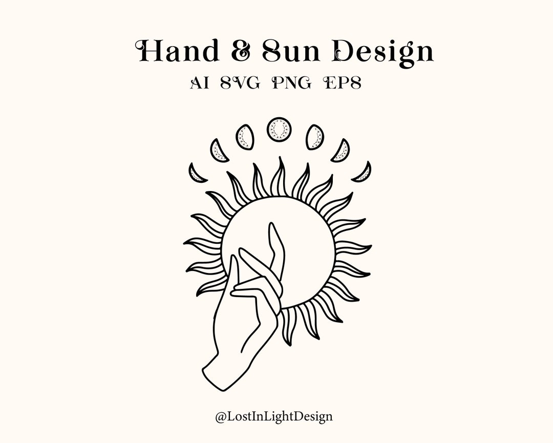 Hand N Sun Design Clipart, SVG Celestial Sun Crystal, Vector Sun Png ...