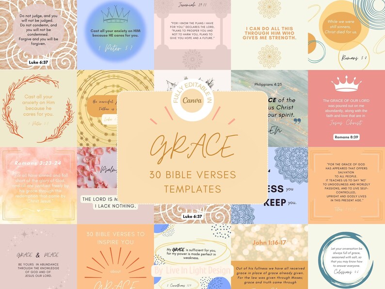 Bible Verses About Grace Instagram Post Templates Canva - Etsy