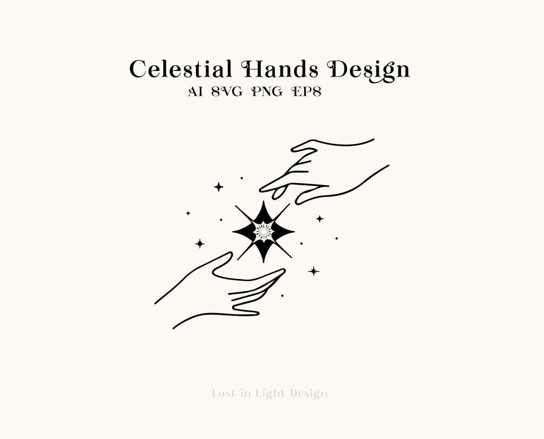 Celestial Hands Design Clipart, SVG Celestial Hands, Vector Magic Hand ...
