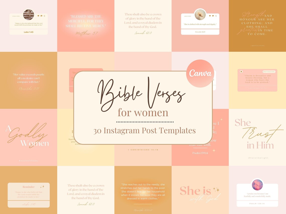 Bible Verses for Women Instagram Post Templates Canva - Etsy