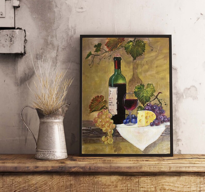 Bottle of Wine Original Acrylic Painting Canvas on Fiberboard - Etsy