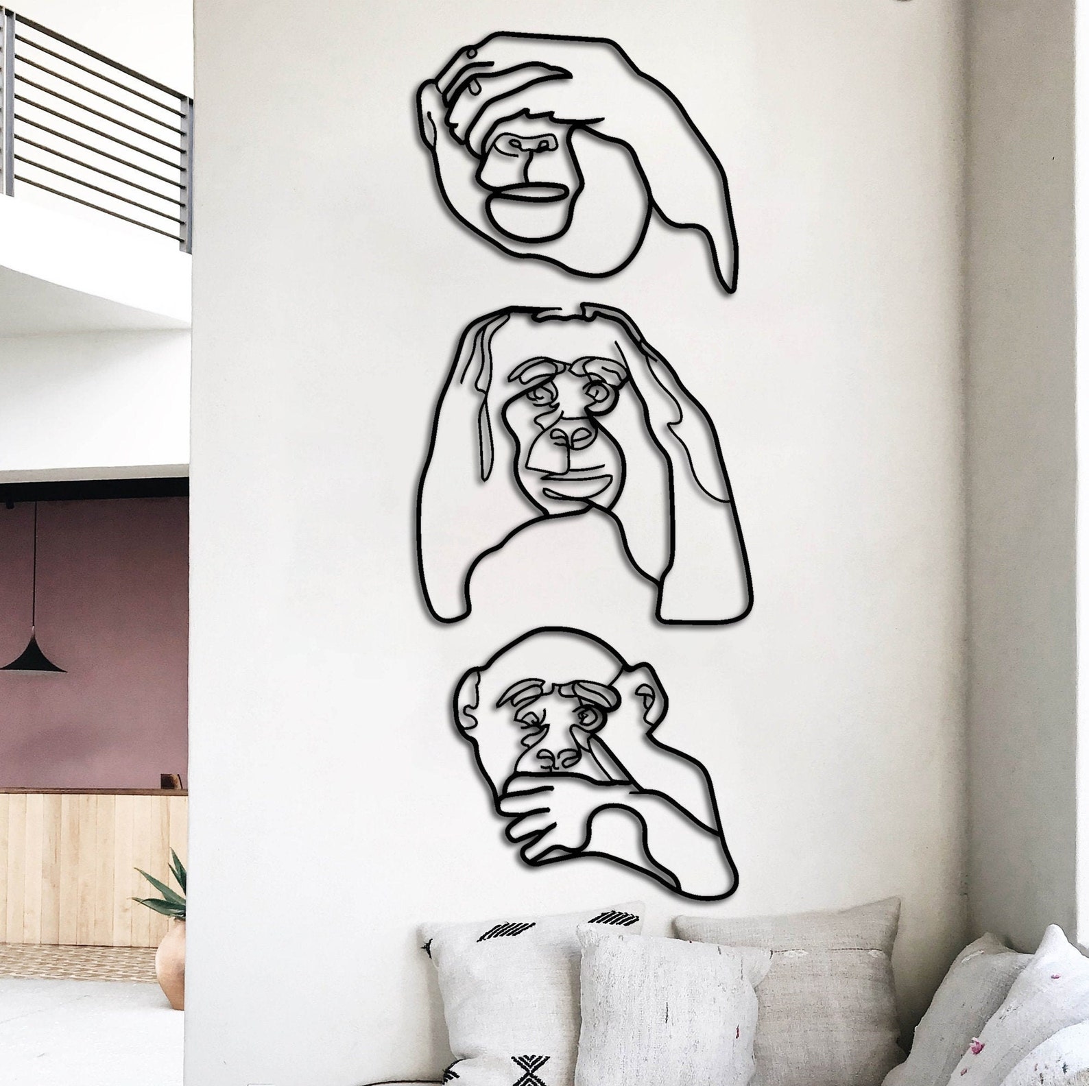 3 Monkeys Metal Wall Decor Set of 3 3 Piece Wall Art Metal - Etsy