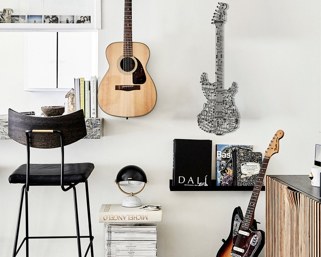 Metal Guitar Wall Art, Guitar Wall Decor, Metal Wall Art, Electric ...