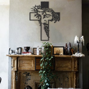 Christian Cross Metal Wall Sign, Catholic Metal Wall Art, Jesus ...