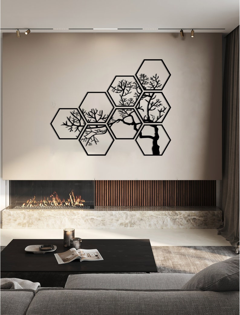 Tree Geometric Metal Wall Art Large Black Metal Tree of Life - Etsy