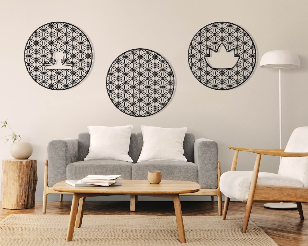 Large Geometric Metal Wall Art Set of 3 Modern Abstract Metal Wall ...