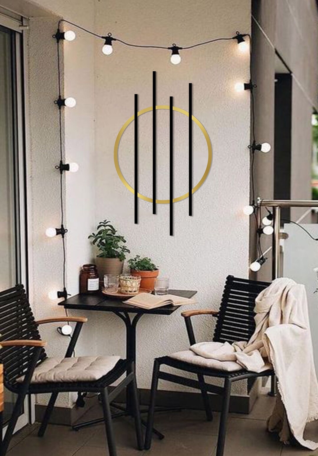 Geometric Metal Wall Art Decor, Modern Hanging, Home Gold Black ...