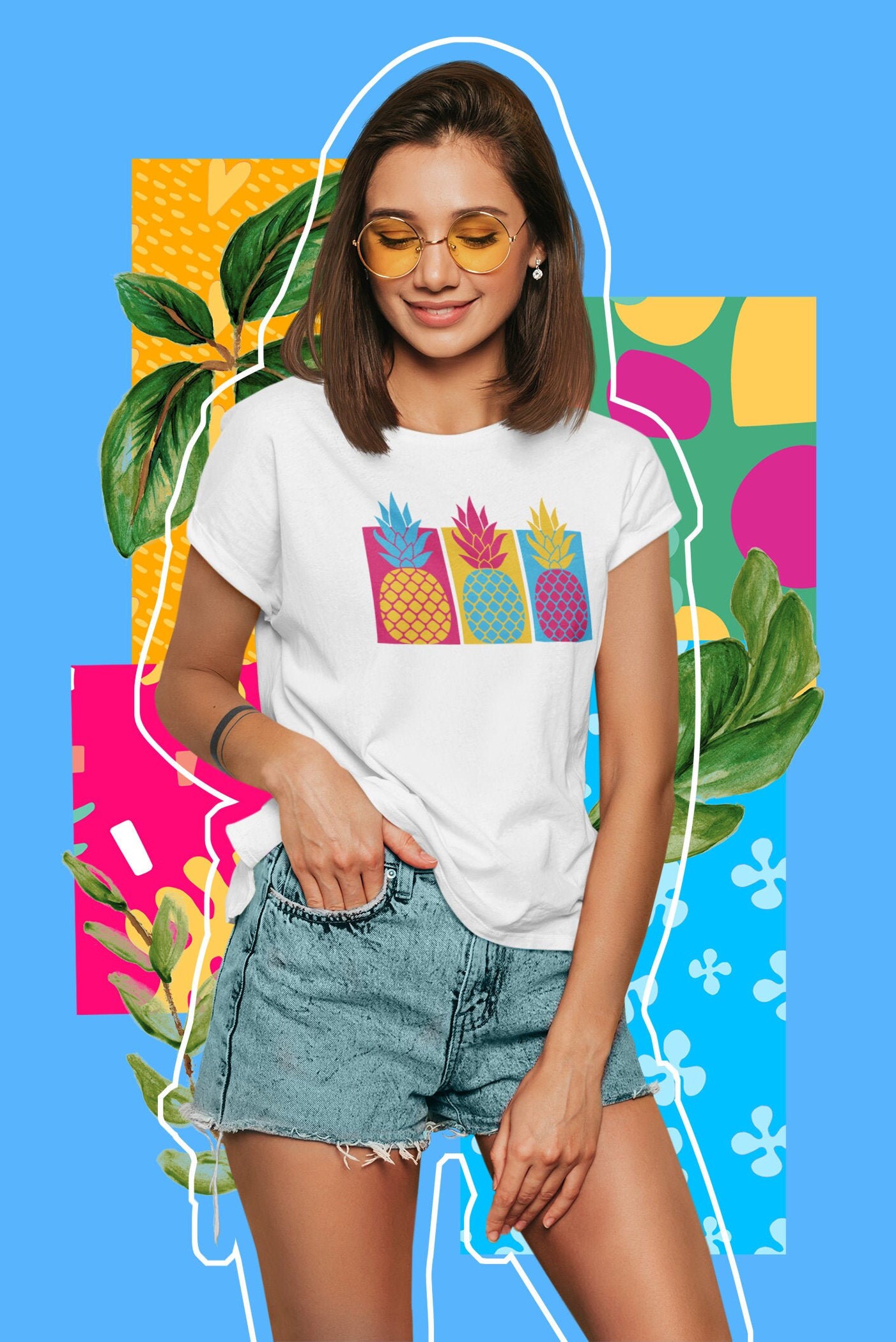 Retro 90s Pineapple Pop Art Shirt Nostalgic Neon Design - Etsy
