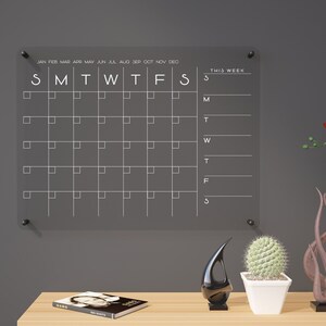 Acrylic Calendar WHITE Text Personalized Dry Erase Calendar | Etsy