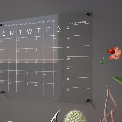 Acrylic Calendar WHITE Text Personalized Dry Erase Calendar - Etsy