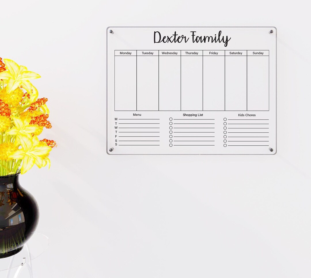 Customizable Dry Erase 2025 Family Calendar for Wall - Acrylic Wall ...