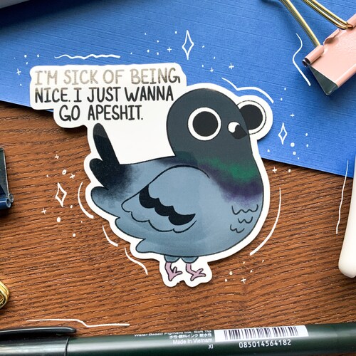 Pudgy Pigeon Sticker Matte Vinyl - Etsy