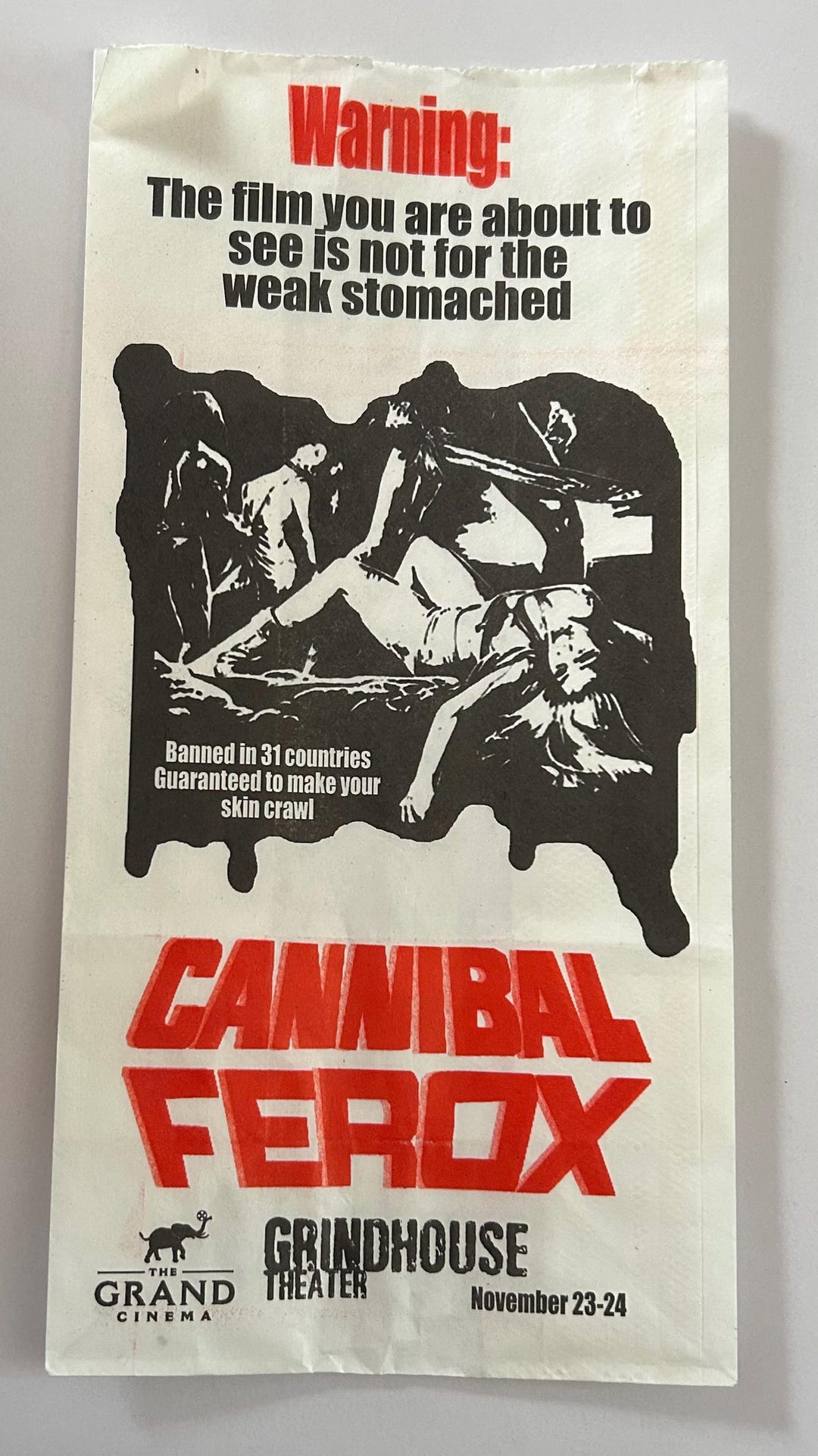Cannibal Ferox Promo Gimmick Barf Bag! - Grindhouse Releasing - Etsy