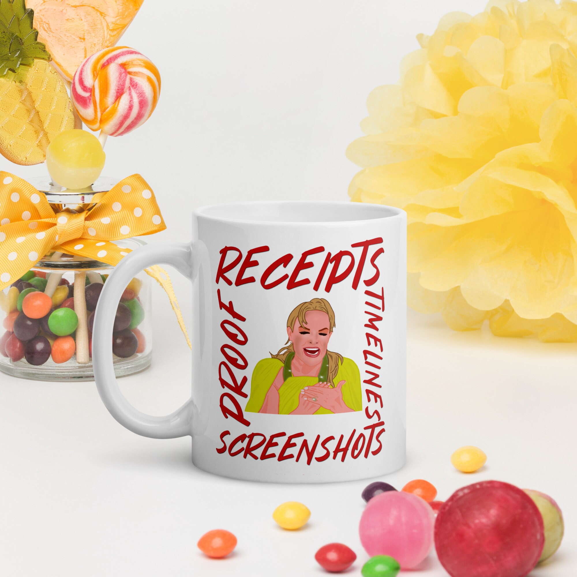 Heather Gay Screenshots Proof Receipts Timelines White Glossy Mug Real Housewives of Salt Lake ...