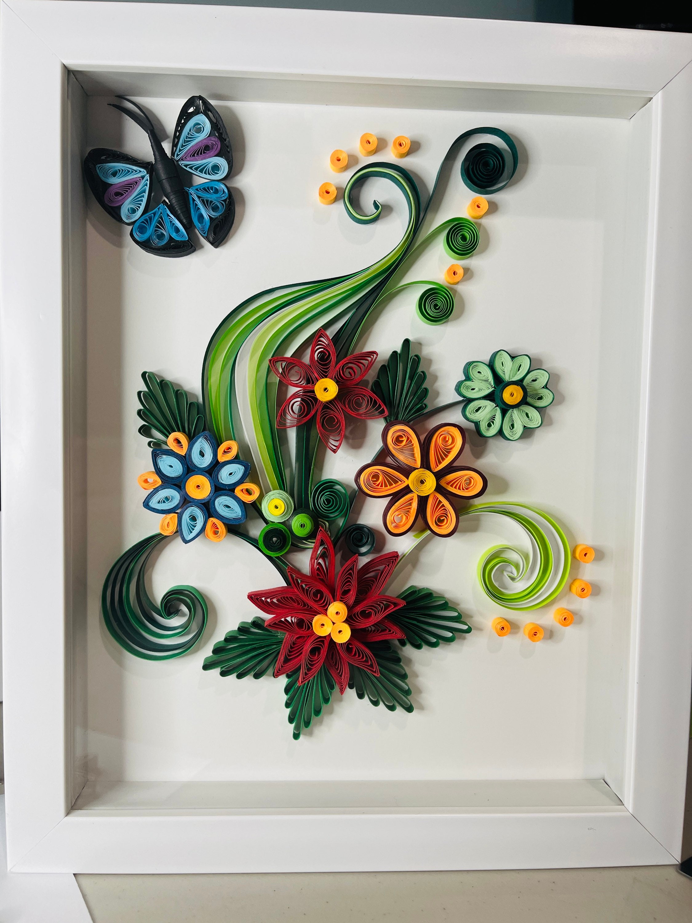 Paper Quilled Flower - Quilling Art - Colorful Wall Frame - Quilling ...