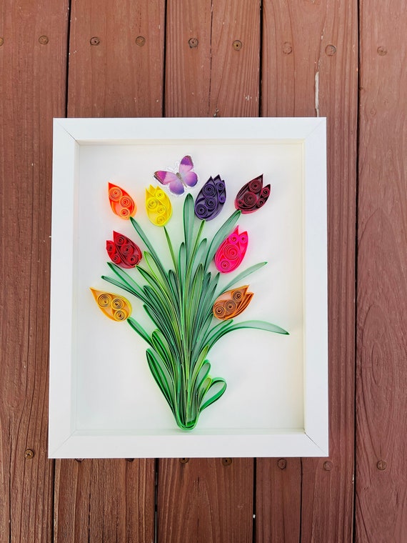 Quilling Tulips Paper Quilled Flowers Colorful Quilling - Etsy