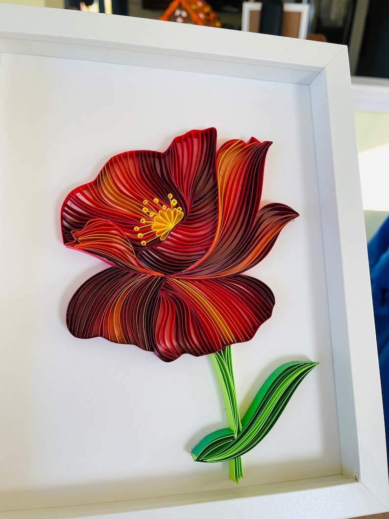 Quilling Art Poppy Flowers Handmade Paper Quilling Framed - Etsy