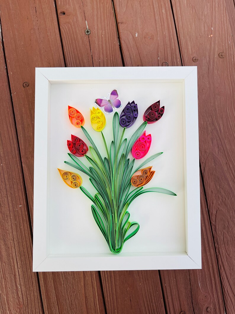Quilling Tulips- Paper Quilled Flowers- Colorful Quilling- Unique Gift ...