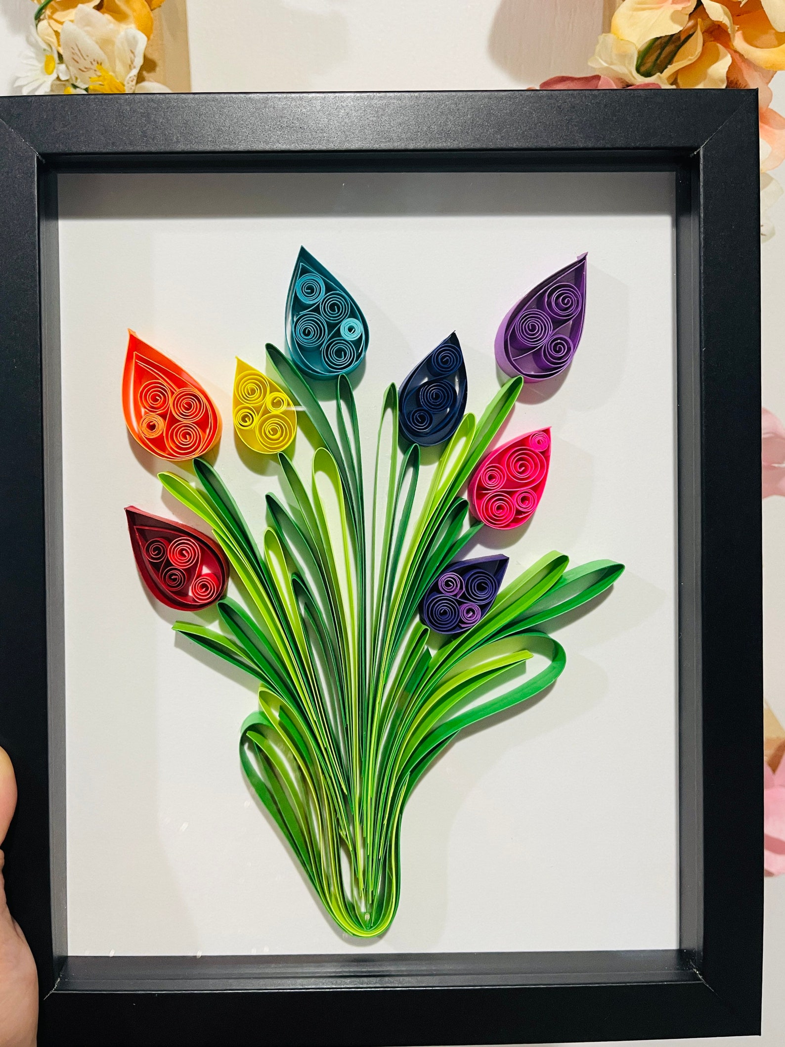 Quilling Tulips Paper Quilled Flowers Colorful Quilling - Etsy