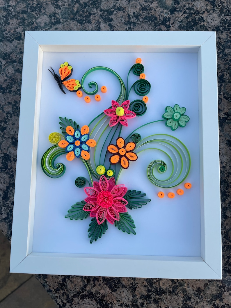 Paper Quilled Flower Quilling Art Colorful Wall Frame - Etsy