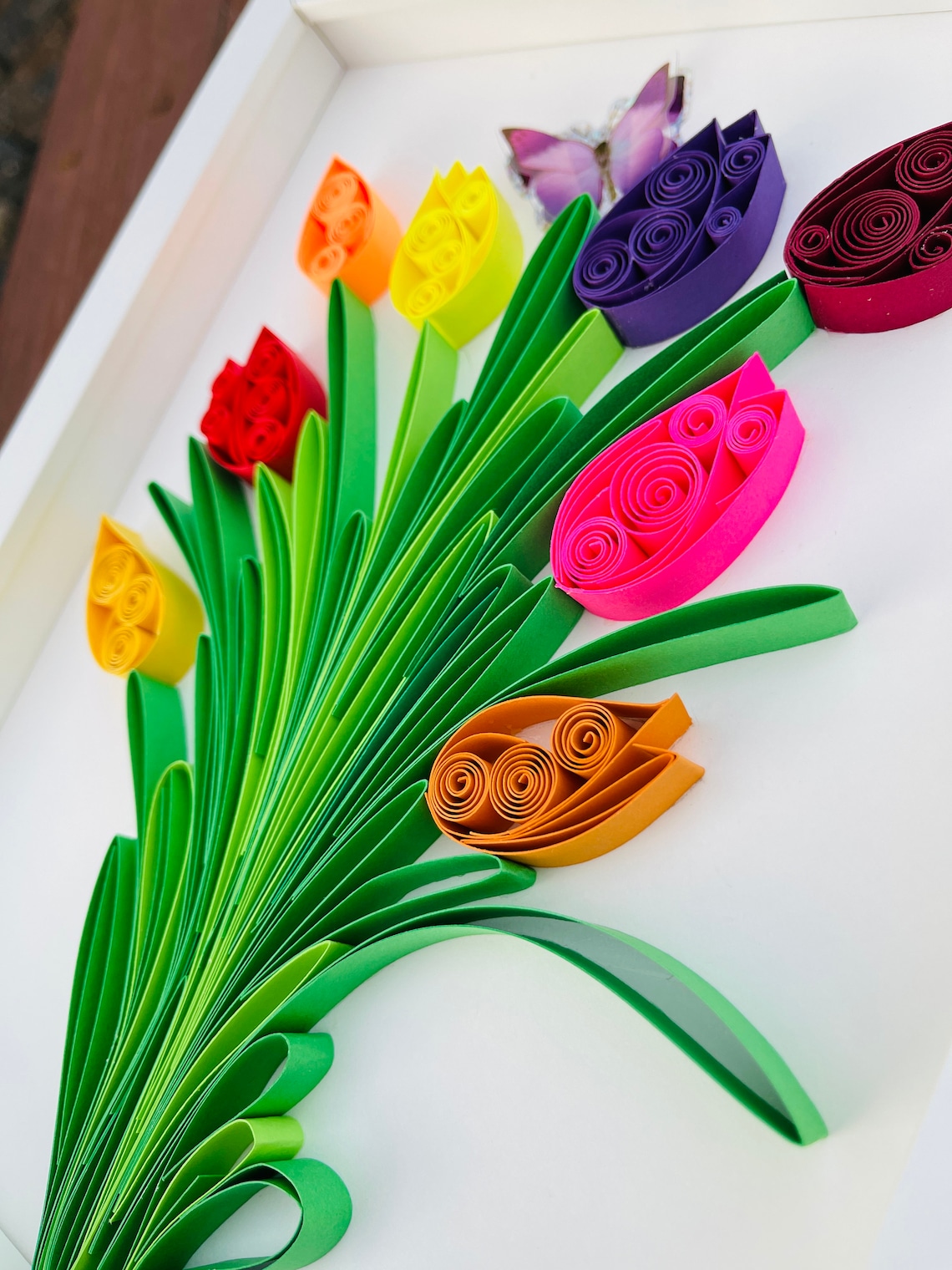 Quilling Tulips Paper Quilled Flowers Colorful Quilling - Etsy