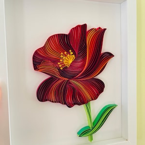 Quilling Art Poppy Flowers- Handmade Paper Quilling- Framed Quilling ...