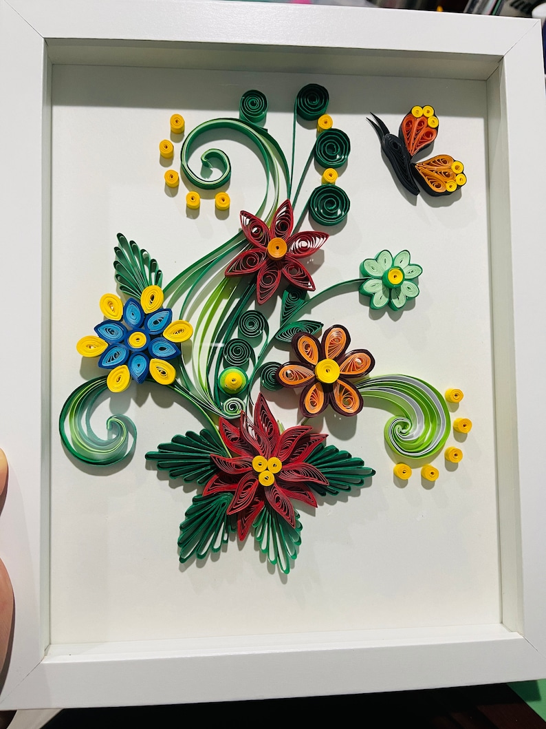 Paper Quilled Flower Quilling Art Colorful Wall Frame - Etsy