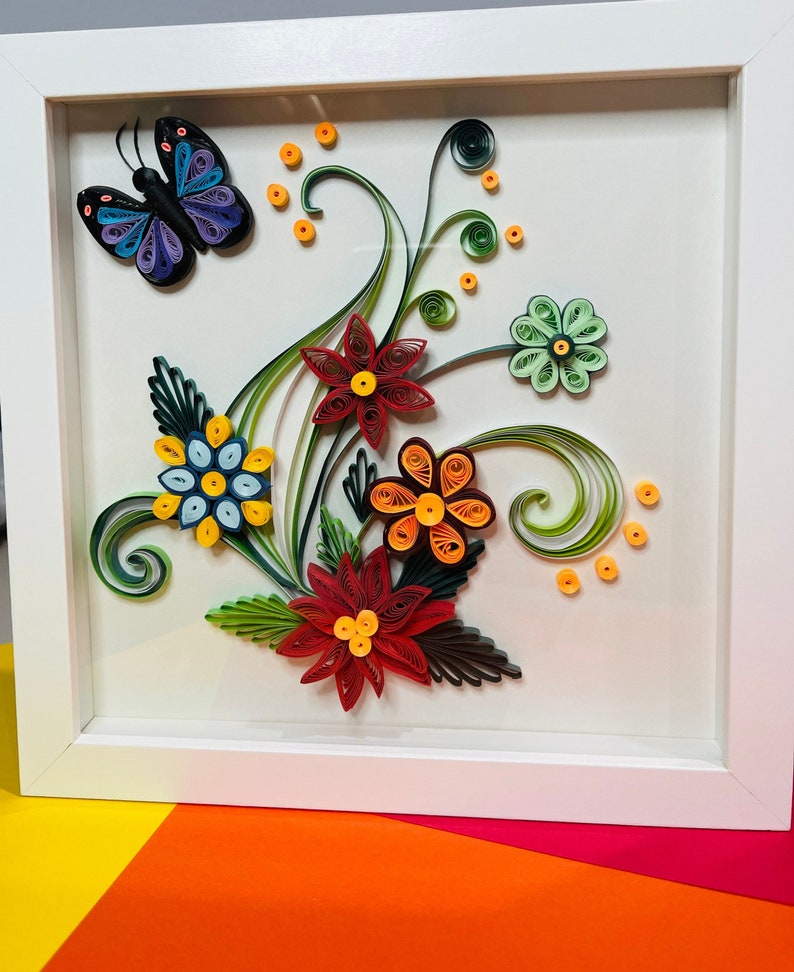 Paper Quilled Flower Quilling Art Colorful Wall Frame - Etsy