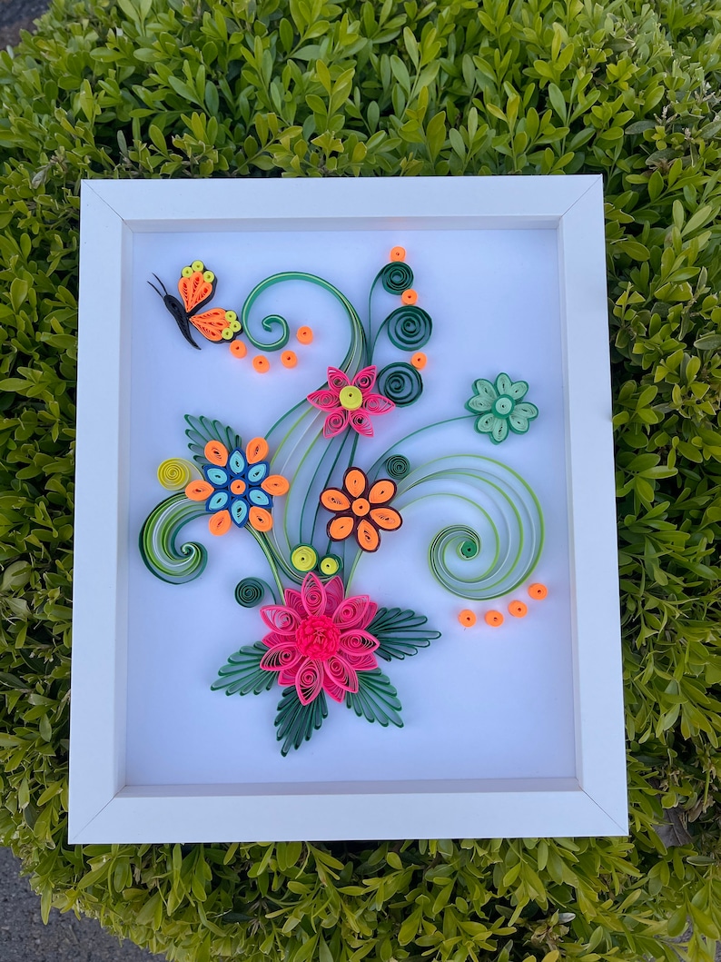 Paper Quilled Flower Quilling Art Colorful Wall Frame - Etsy