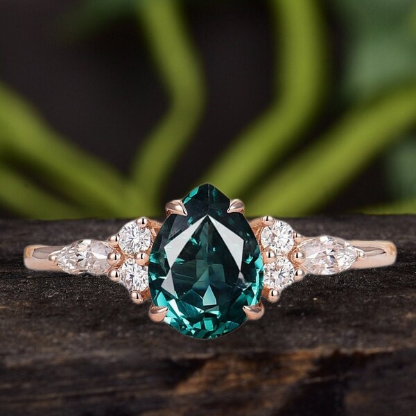 Teal Diamond Ring - Etsy