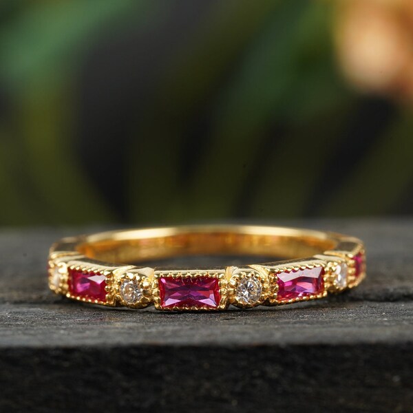 Ruby Wedding Band - Etsy