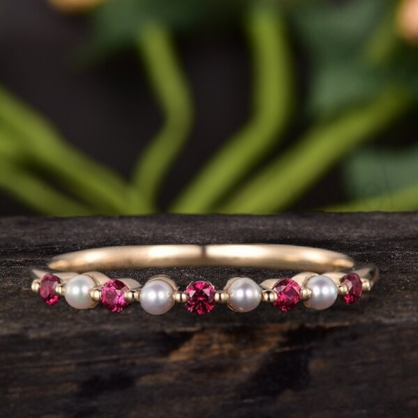 Ruby Wedding Band - Etsy