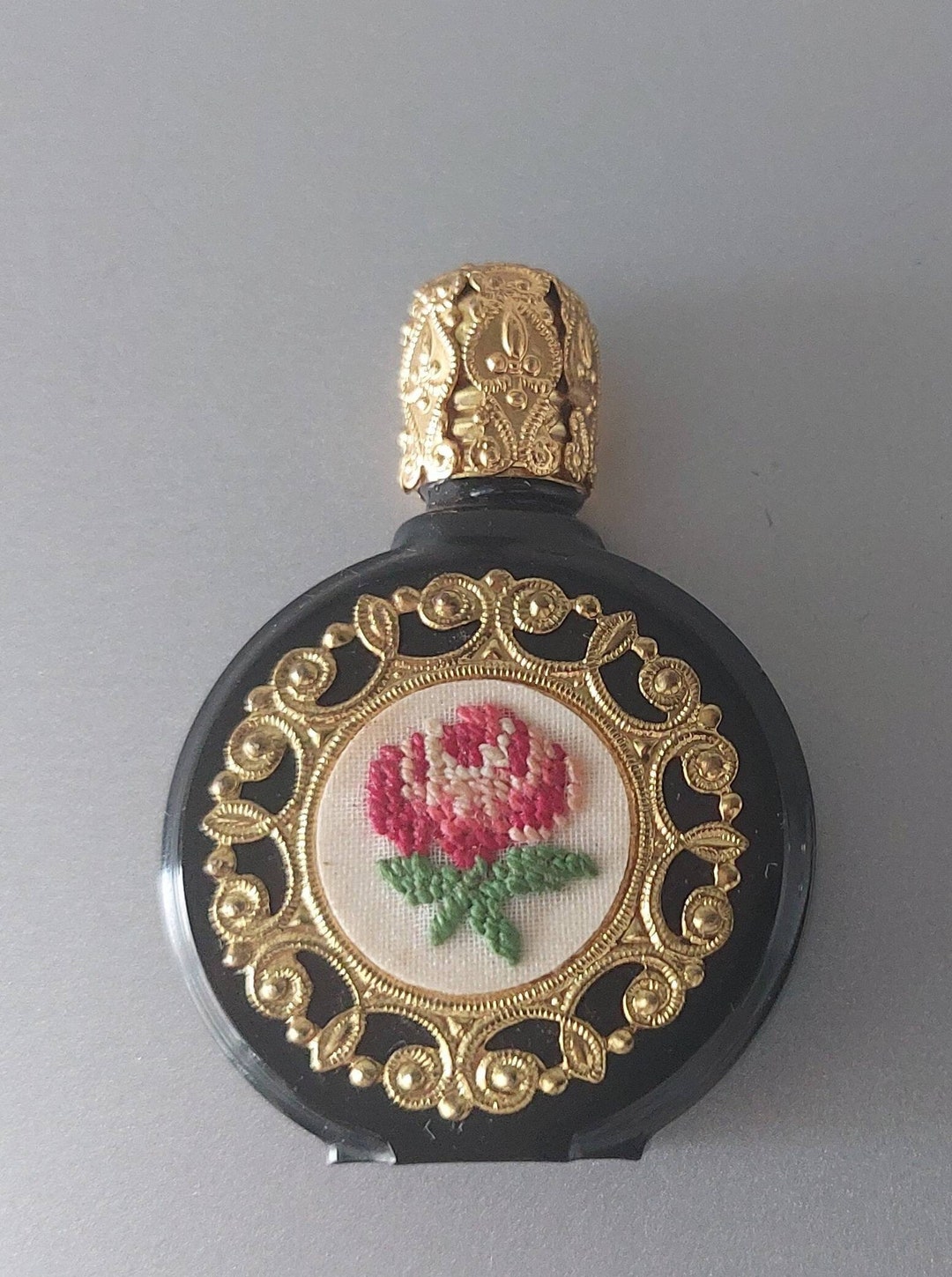 Vintage Pompadour Petit Point Perfume Bottle, 1950s Austrian Filigree ...