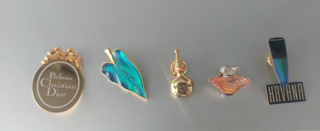 Vintage Dior Parfums Brooch & 4 Miniatur Perfume Bottle Pin Guerlain ...