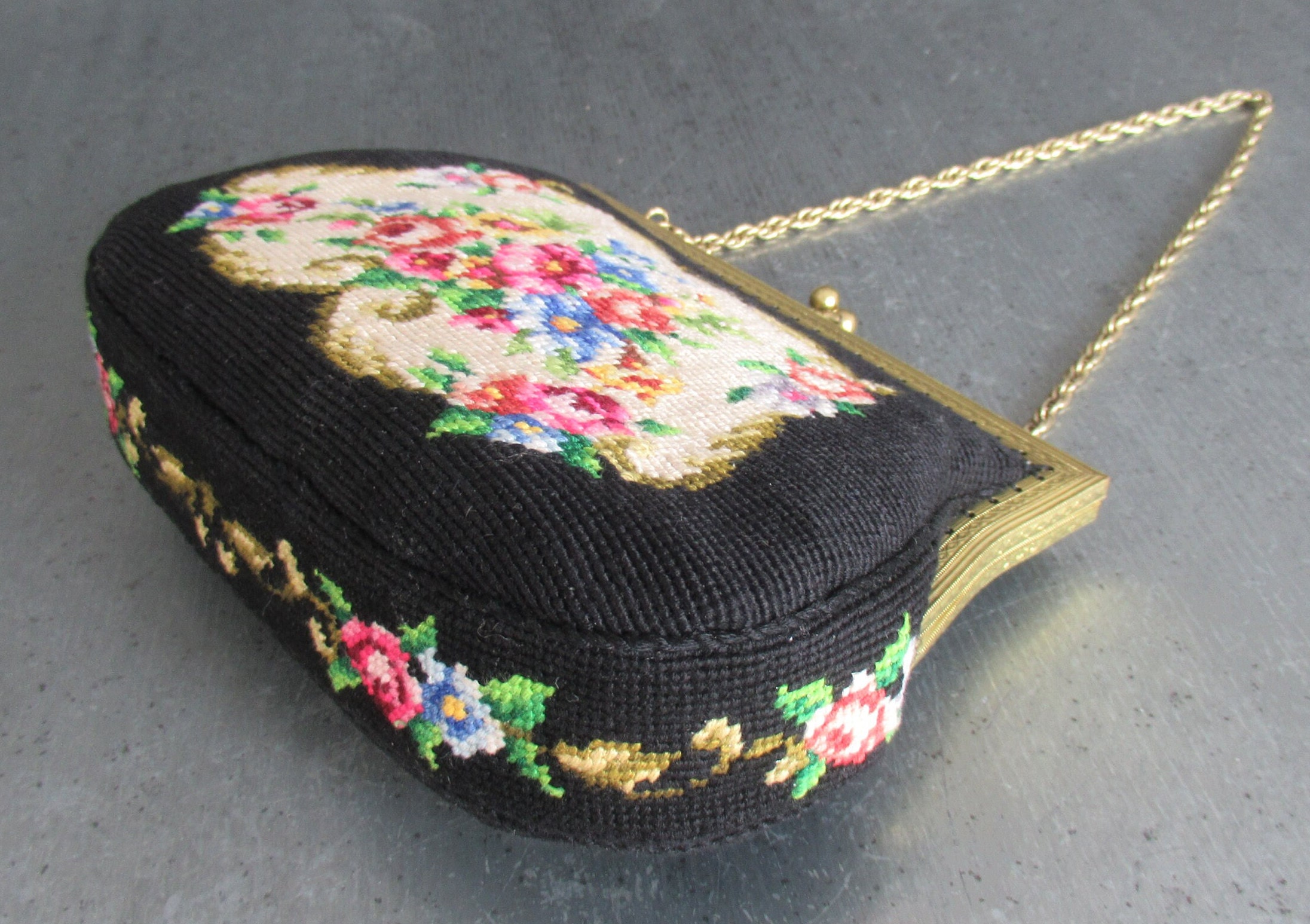 Vintage Colourful Petit Point Needlepoint Handbag Evening Bag - Etsy