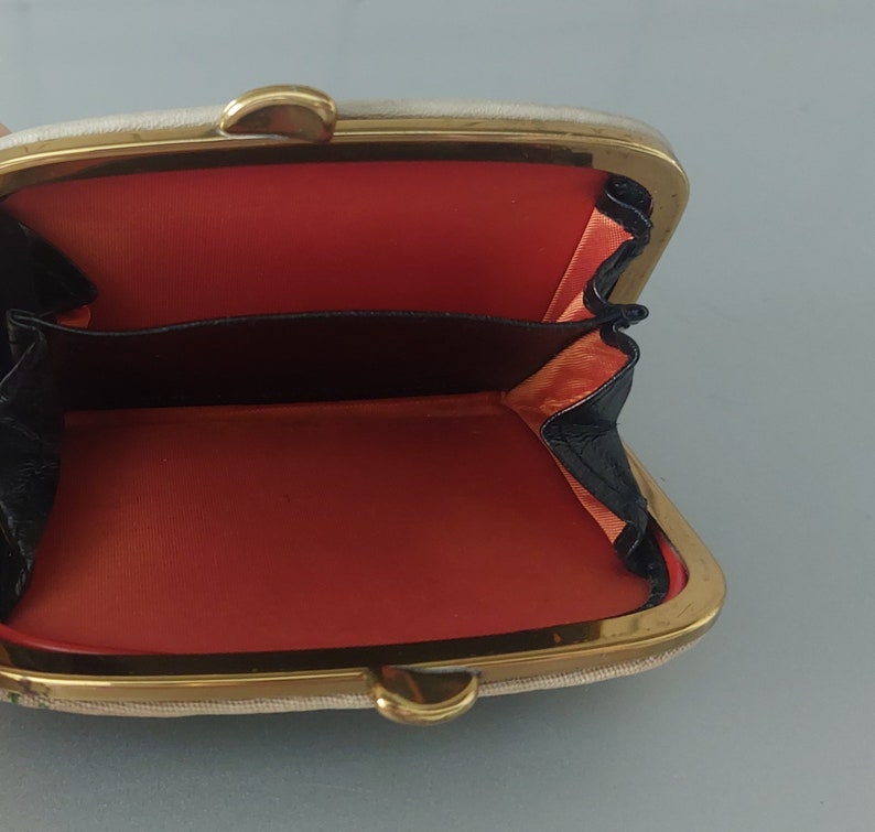 Vintage Coin Purse Beige Petit Point and Leather Needlepoint Portmonaie ...