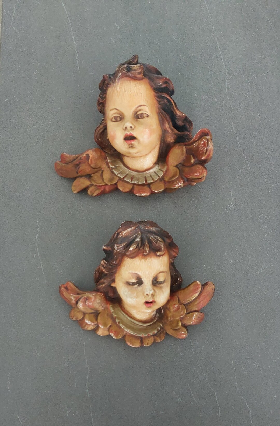 Vintage Wall Mask 2 Angel Putto Cherub Marked ACHATIT MENZENBACH 67 ...
