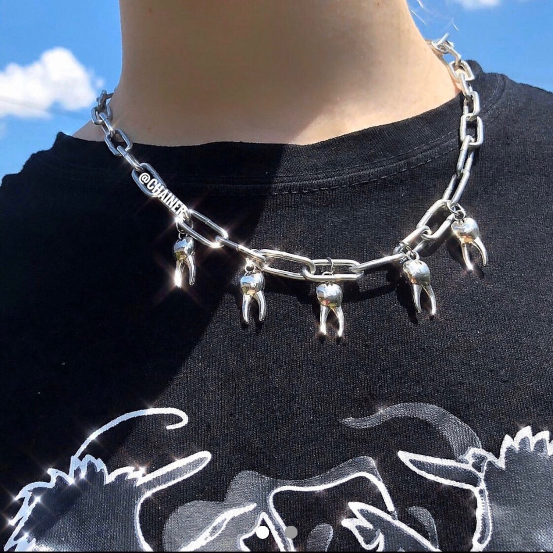 Teeth Necklace Teeth Chain Teeth Jewelry Punk Gothic Alt | Etsy
